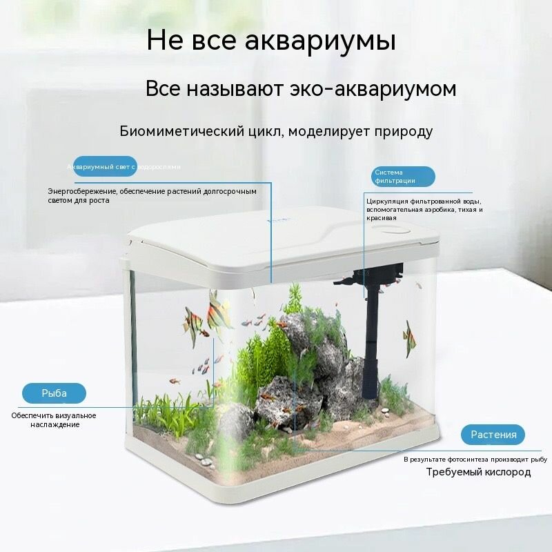 Аквариум для рыб с подсветкой и фильтром 10 литров
