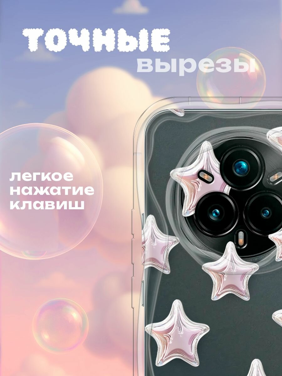 Чехол на Realme 14 Pro / Реалми 14 Про с принтом pink stars, прозрачный — фото 1