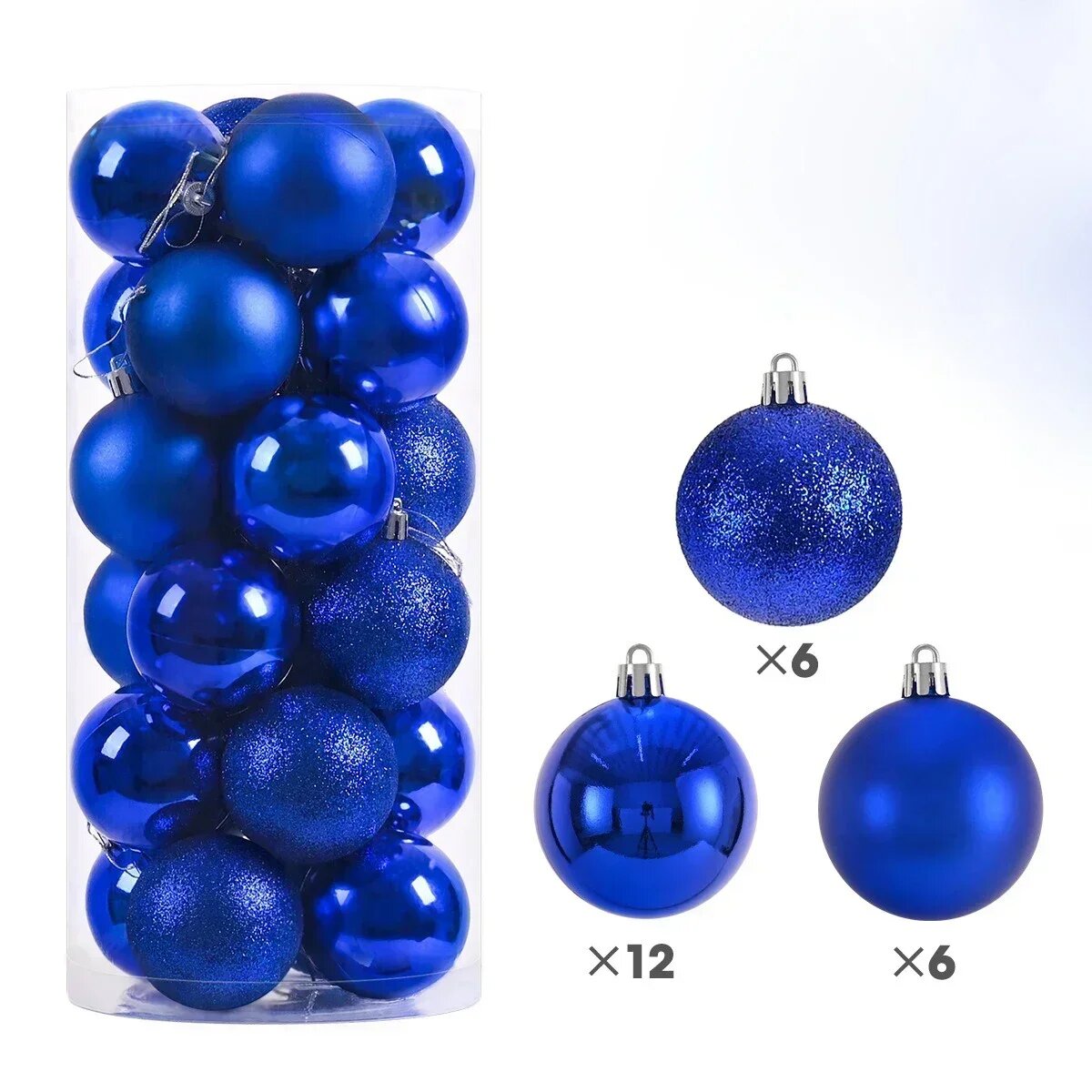 Рождественские шары Navida 24 шт. 3/4/6 см Синий, Deep Blue, 3CM
