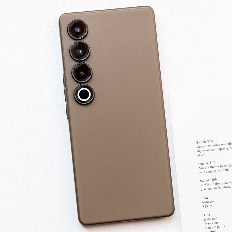 Тонкий матовый чехол из ПП для Meizu 21, полупрозрачный черный, с точными вырезами для камеры, полная защита
