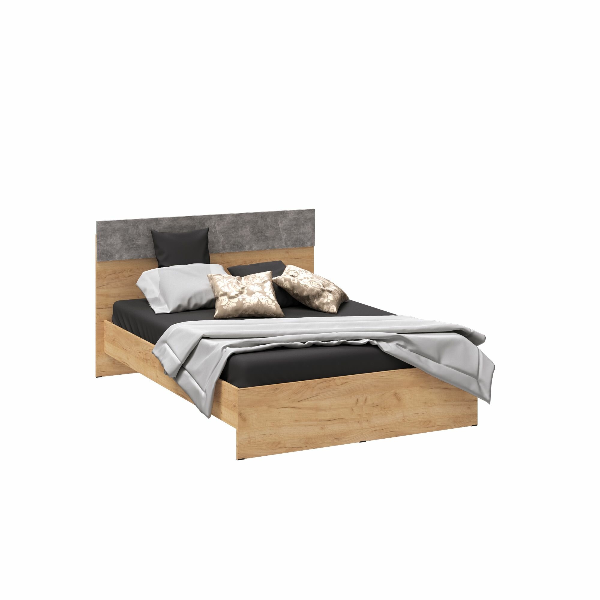 Спальня Асти кровать (1,6) дуб крафт золотой/ателье светлое (Микон)