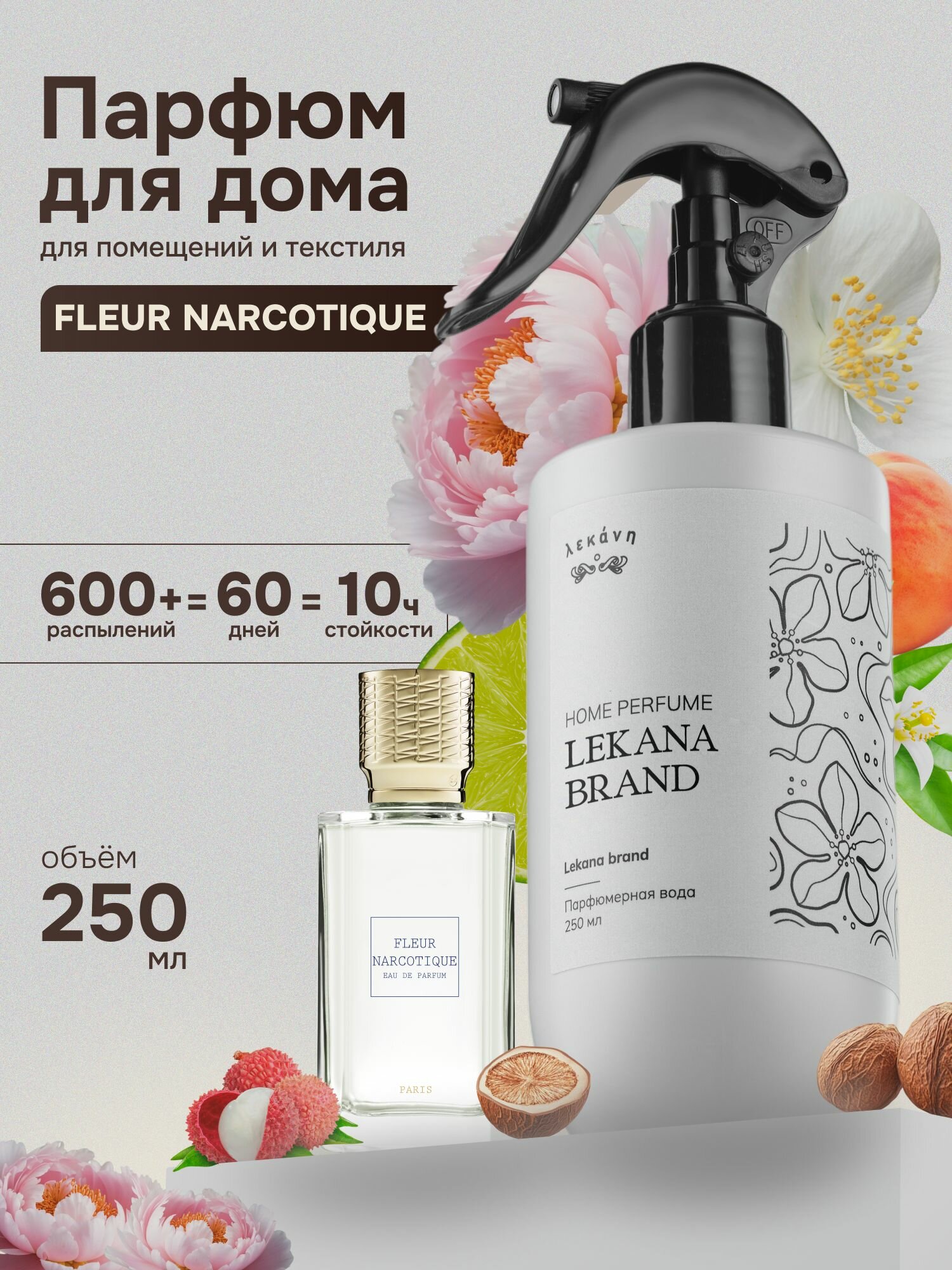 Освежитель воздуха/ароматизатор для дома Флер Наркотик 250 мл, Lekana Brand