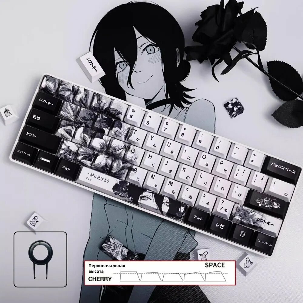 Кейкапы для механической клавиатуры 124 шт, Высота: CHERRY/PBT/Предмет Человек - бензопила Рэйза one