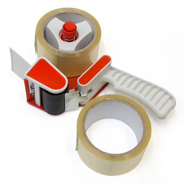 Пистолет для скотча + 2 рулона прозрачной упаковочной ленты 48 мм х 40 м