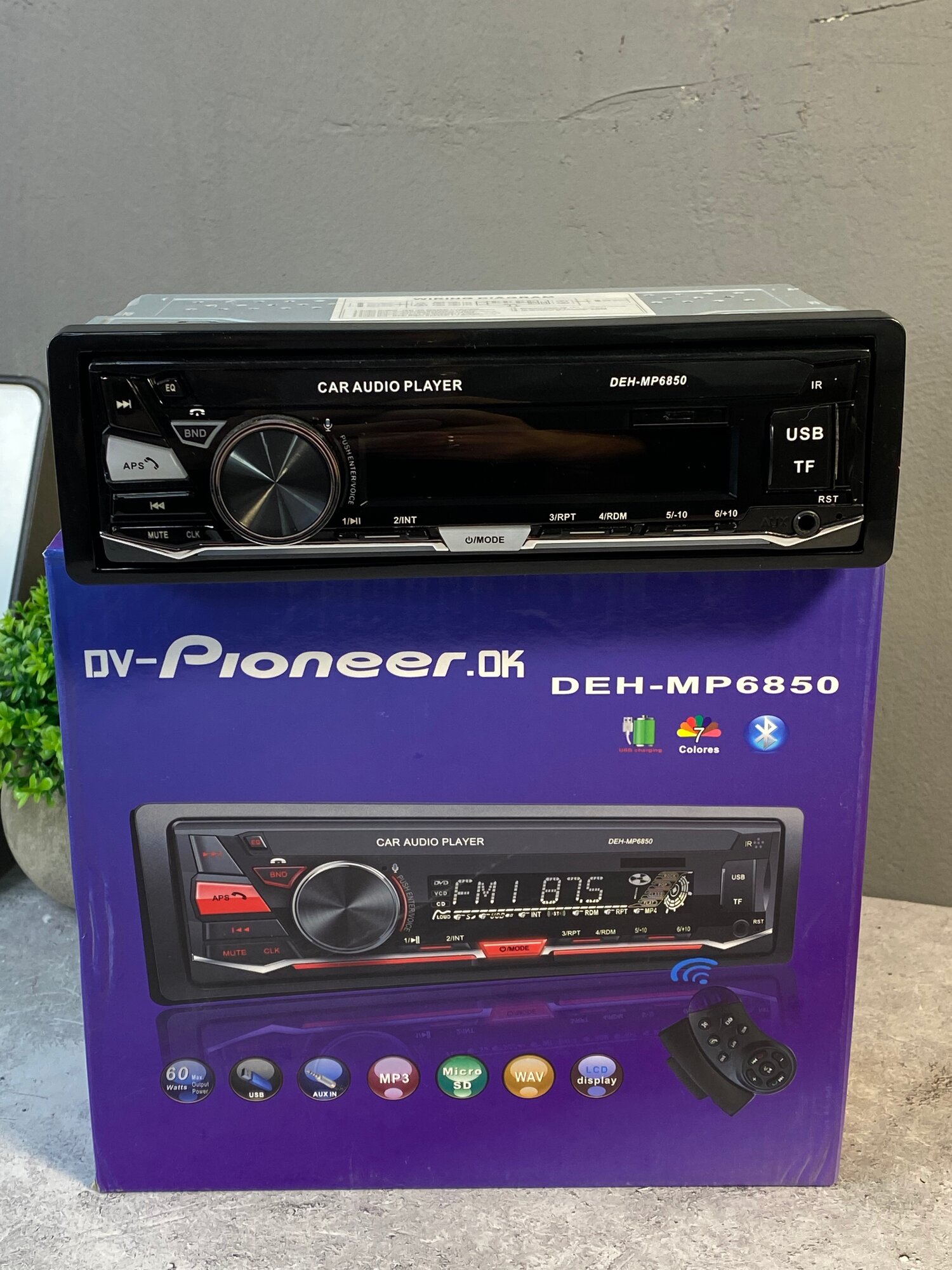 Автомагнитола Pioneer, 1DIN, поддержка Bluetooth, черный матовый