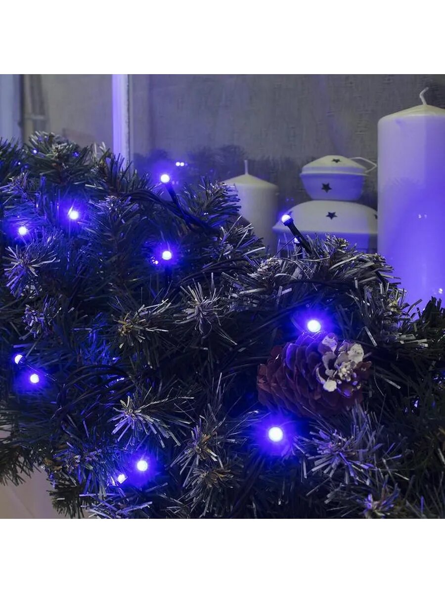 Декоративная уличная гирлянда с синим свечением