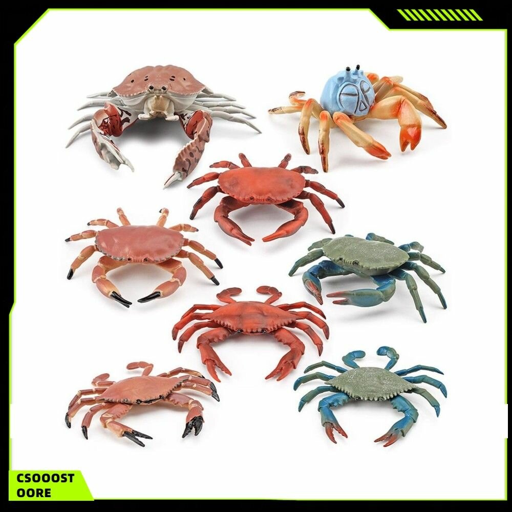 8 реалистичных морских фигурок: крабы, когнитивные модели, декор и обучение