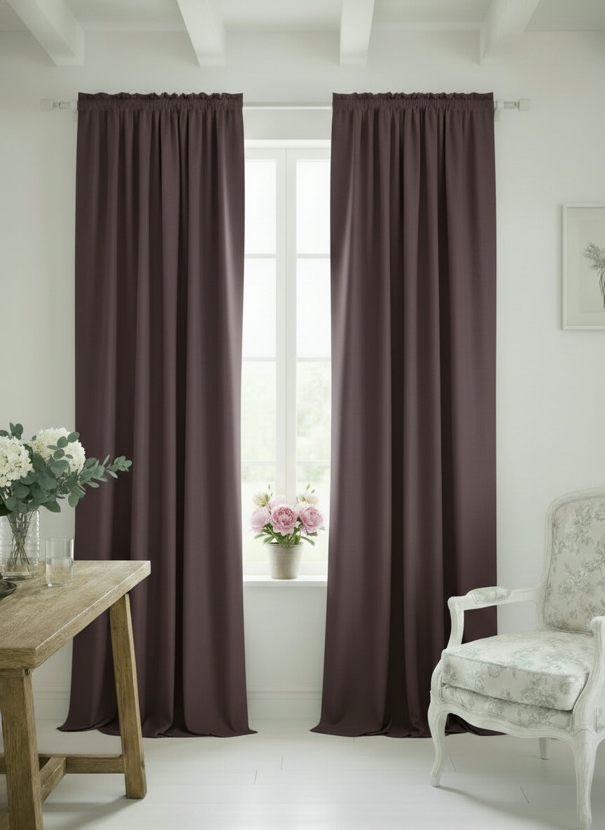 Шторы для гостиной Икеа Майгулл на ленте, 145х250 см, полиэстер, 2 полотна, бордовый