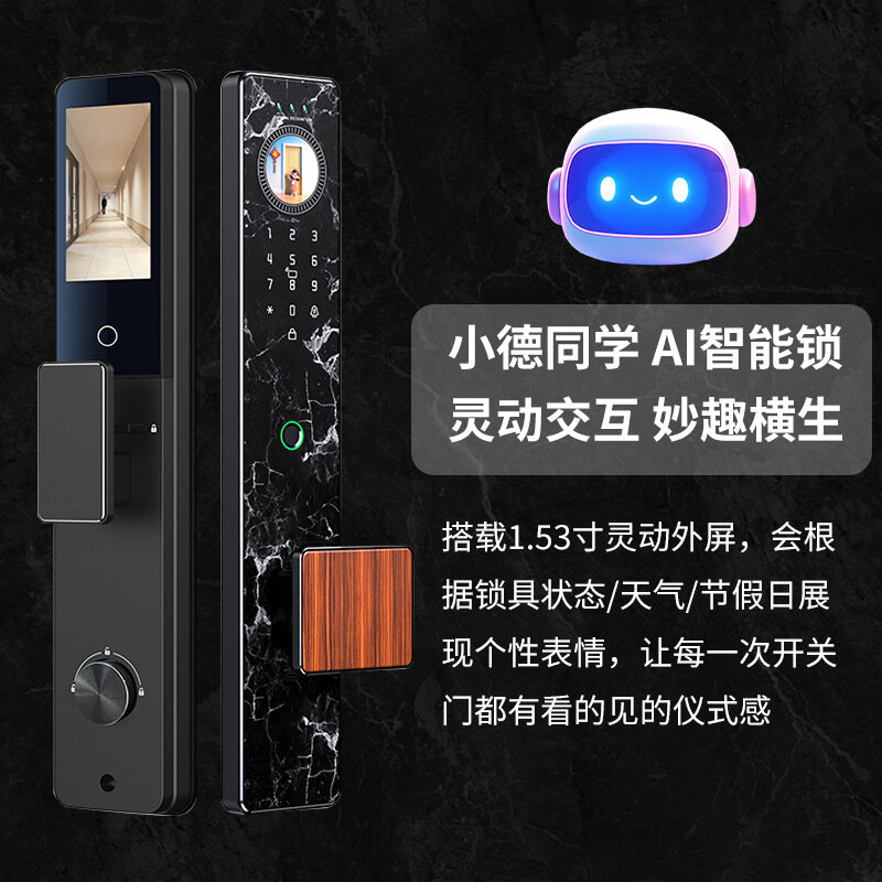 Умный замок с распознаванием лиц AI, домашний умный дверной замок, замок с отпечатком пальца и паролем, входная дверь, анти-кража, электронный замок
