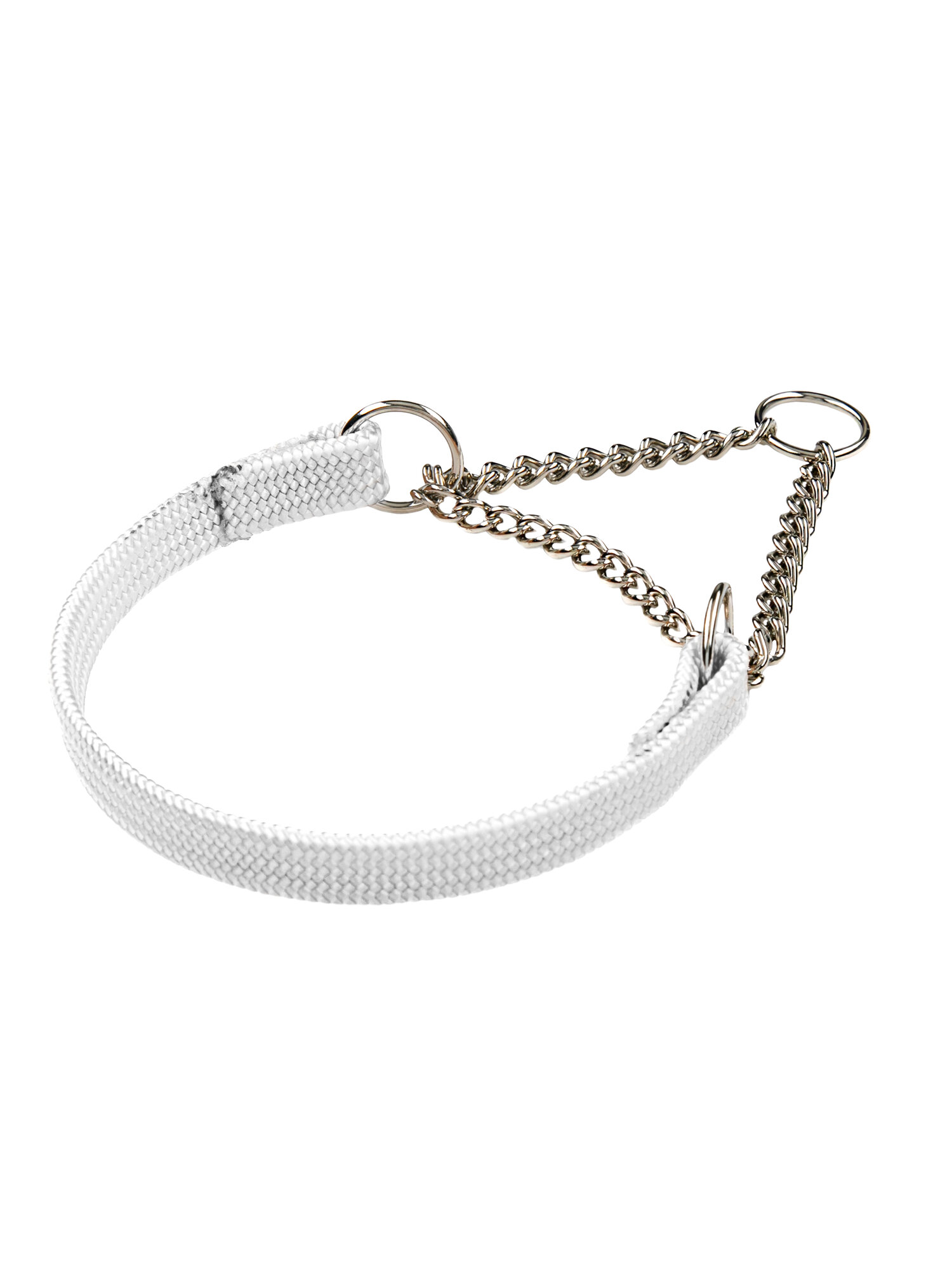 Ошейник-полуудавка для собак ZooOne (лента-чулок) 10мм (18-25см) с цугом (никель) белый, 75-1038