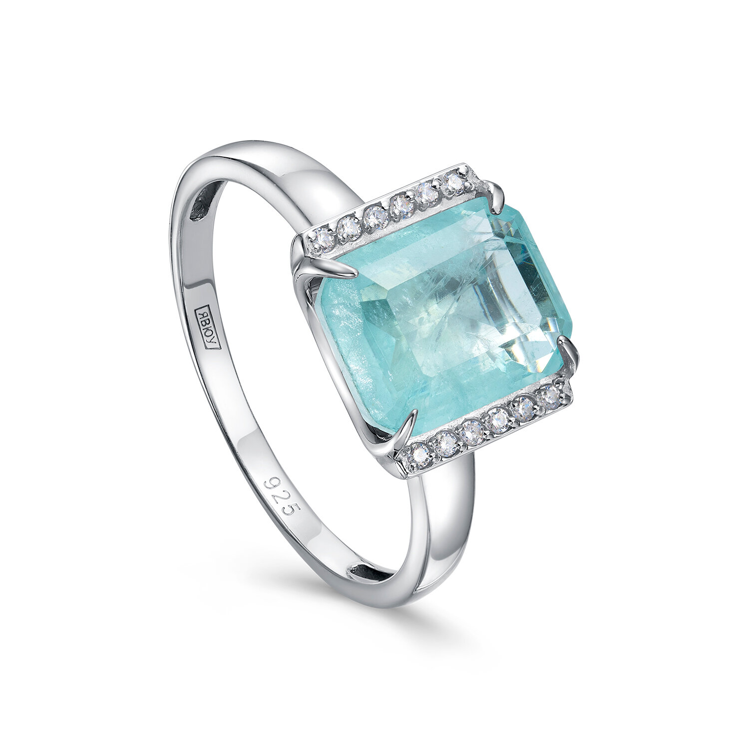 Кольцо, серебро, 925 проба, фианит, алпанит