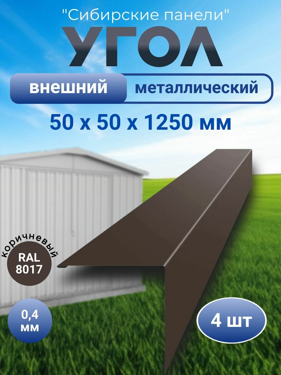 Угол внешний (наружный) 50х50/ 1250 мм /RAL 8017/ 4 ШТ