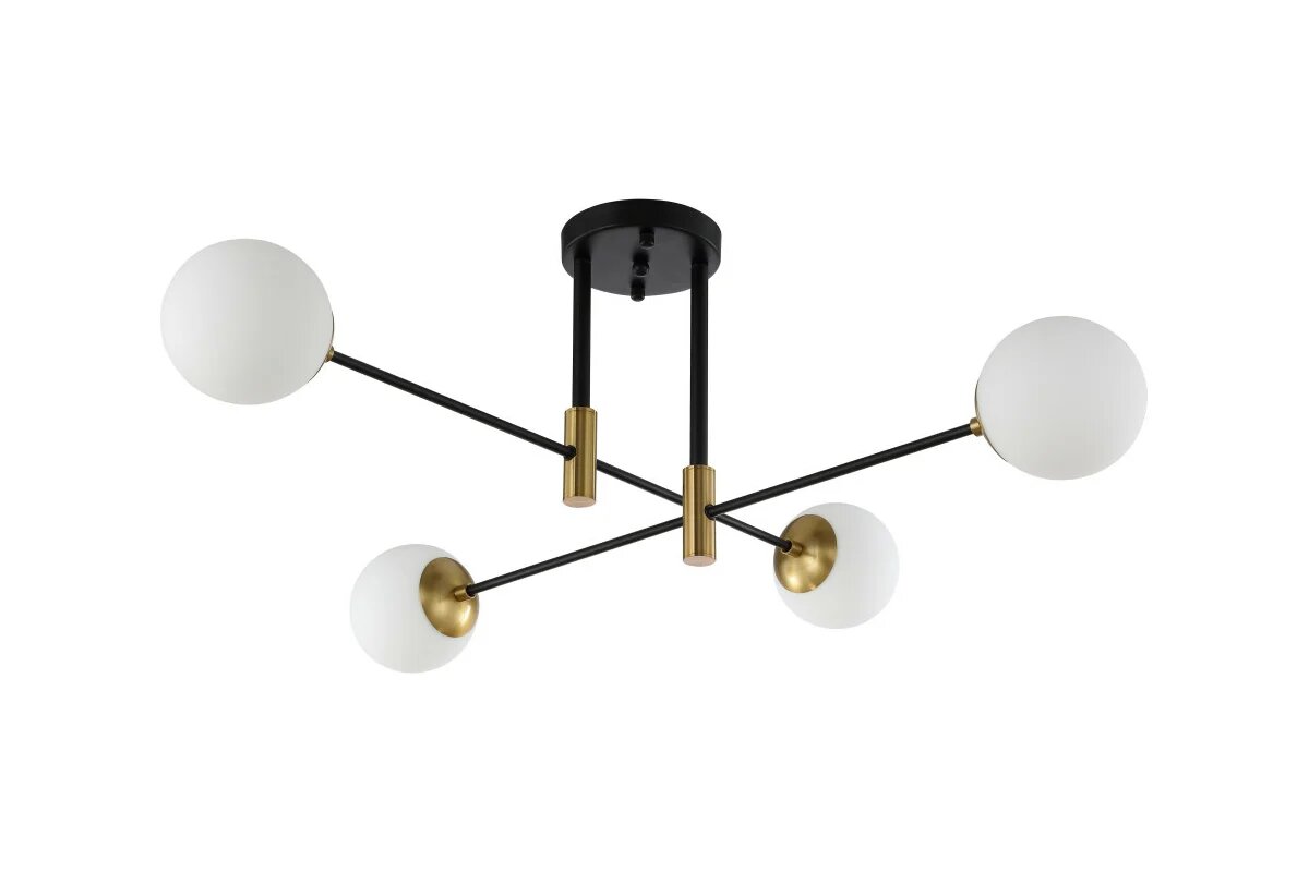 Люстра на штанге Crystal Lux FIDEL PL4 BLACK, 4 плафона, цоколь Е27