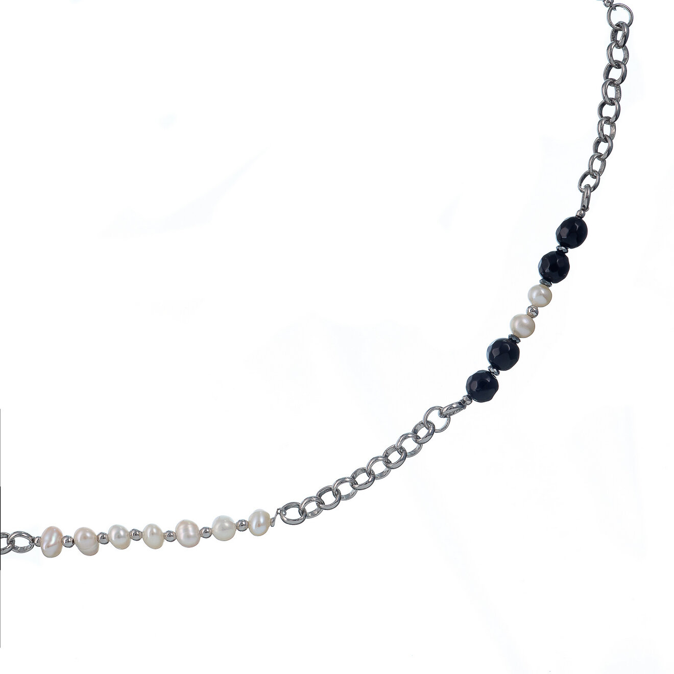 Колье, жемчуг культивированный, кристалл, оникс