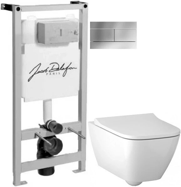 Комплект подвесной унитаз Geberit Smyle Square 500.683.00.2 + система инсталляции Jacob Delafon E5504-NF + E4316-CP