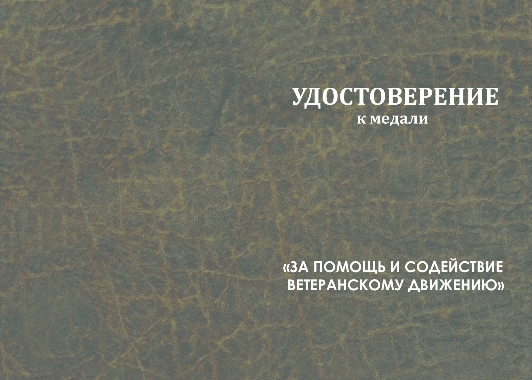 Бланк удостоверения "За помощь и содействие ветеранскому движению"