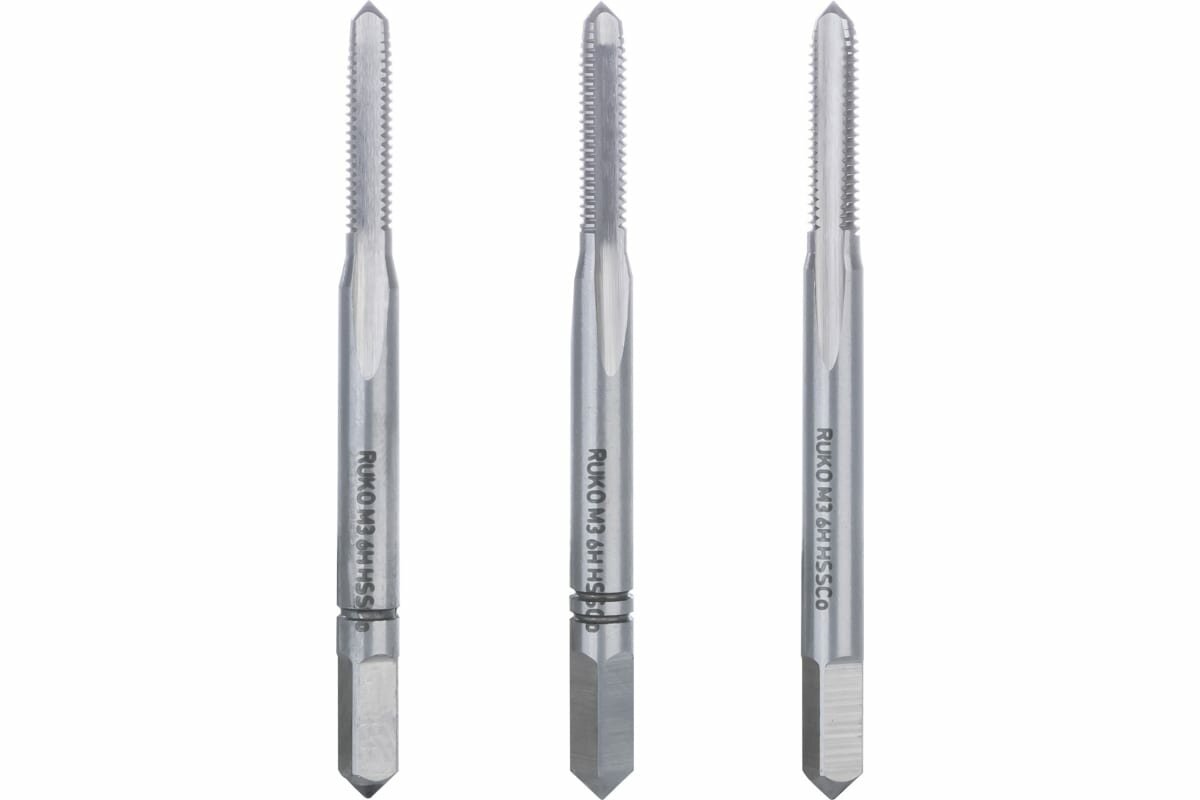 Ruko Набор метчиков 3 шт М3 0.5 мм HSSE-Co5 230030E для резьбы по металлу в машиностроении