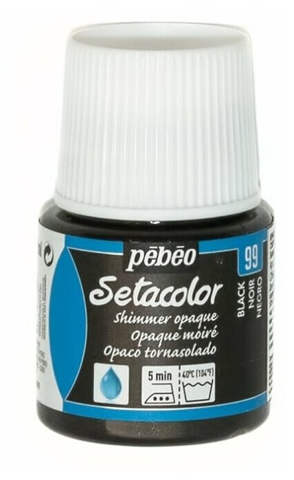 Краски и контуры по ткани PEBEO Краска для темных и светлых тканей мерцающая Setacolor 45 мл 295-099 черный