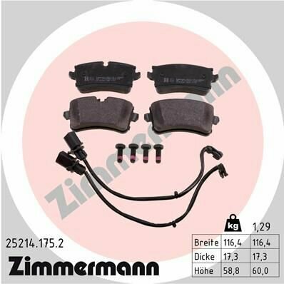 Колодки тормозные дисковые Audi inkl Zubehor A6 4G2, C7 20 TDI 01201 ZIMMERMANN 25214.175.2