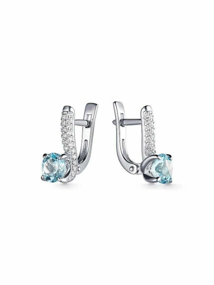 Серьги, серебро, 925 проба, родирование, фианит, топаз