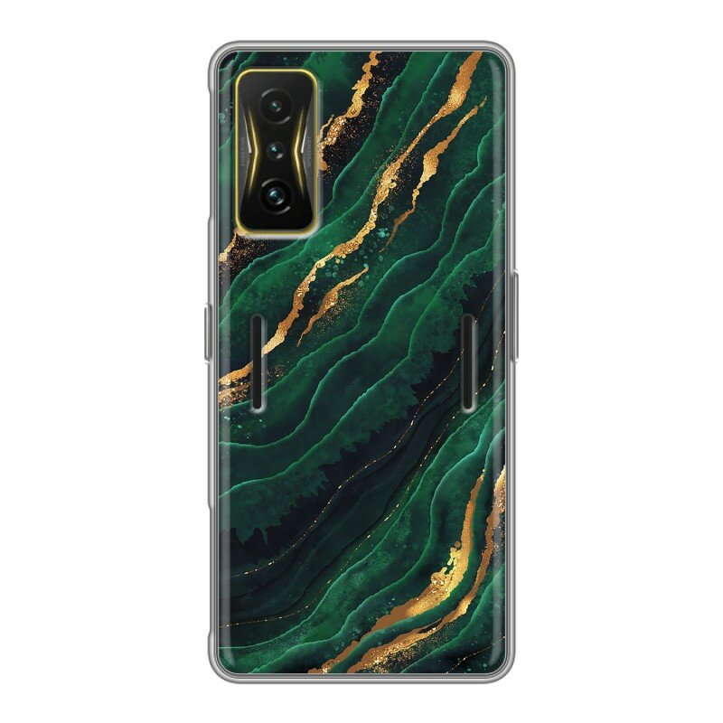 Чехол для Xiaomi Poco F4 GT с принтом Мрамор зеленое золото (Сяоми Поко Ф4 ЖТ)