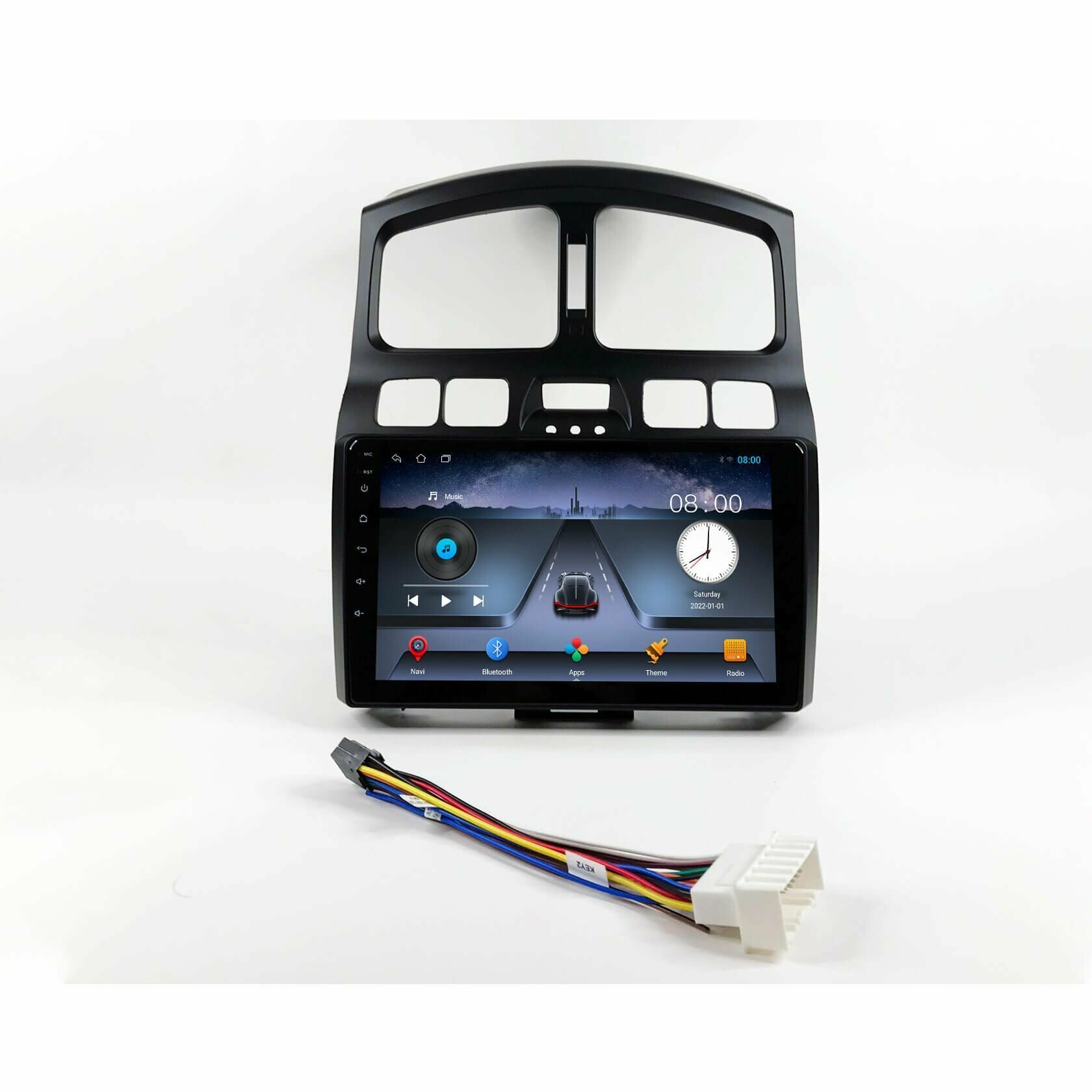 Автомагнитола с рамкой 2 din 9 дюймов для Hyundai Santa fe 1 2001-2007 / Android 2Gb+32Gb / GPS / Bluetooth / Wi-Fi / FM-радио