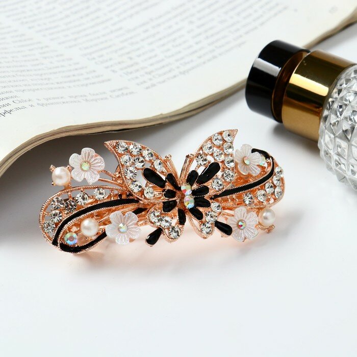 QF Заколка - автомат для волос «Сильвия», бабочка галант, 9 см