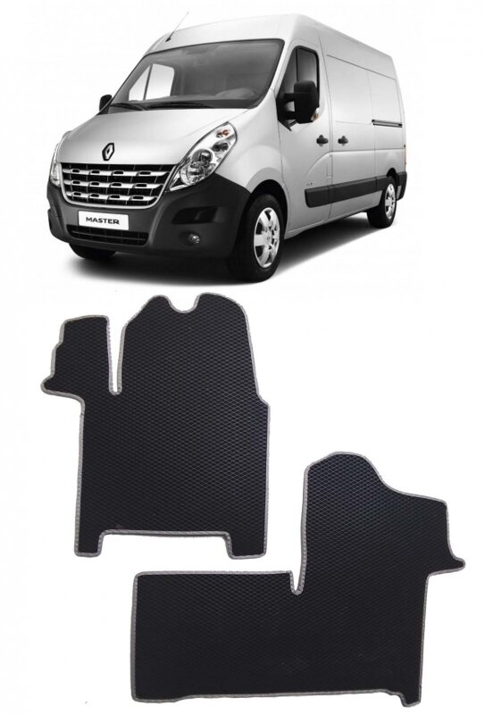 Ева коврики Renault Master 2010 -/ Ева ЭВА сота/ цвет Серый c красной окантовкой / EVA Smart / коврики в салон автомобиля Рено