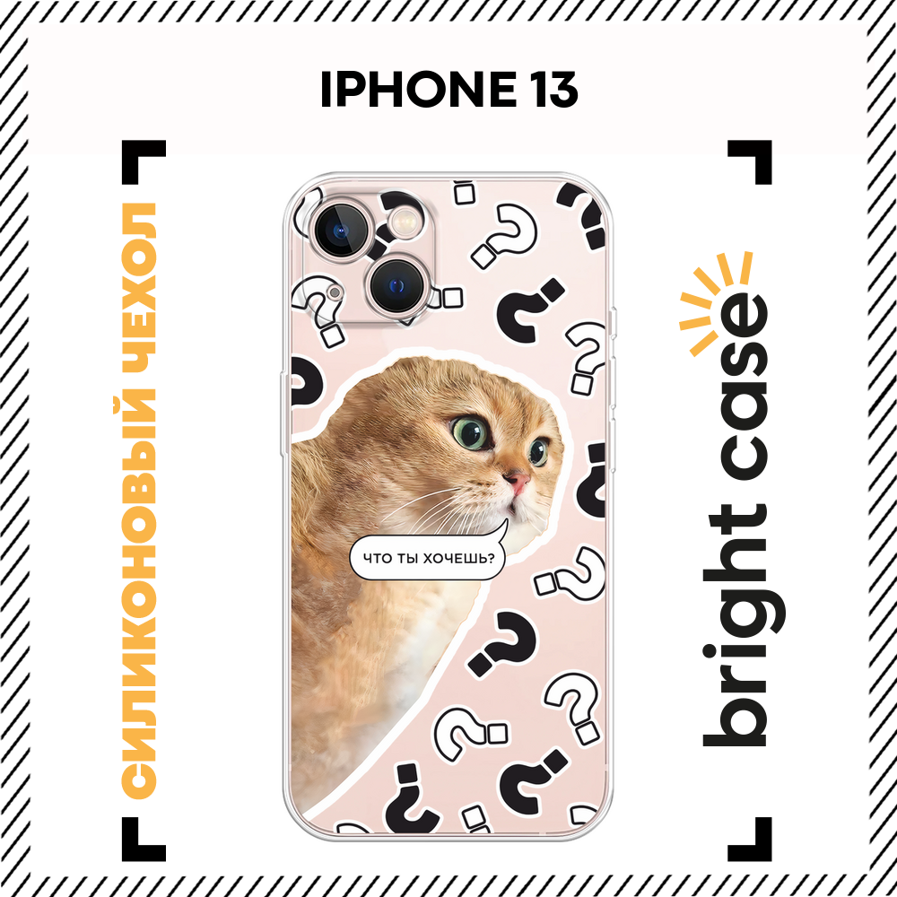 Чехол на Apple iPhone 13 / Айфон 13 с принтом С котом парный, прозрачный