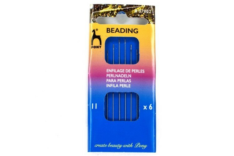 Иглы для бисера PONY 07802, размер 11, диаметр 0,42мм, длина 53мм, простое ушко, сталь, 1034-107, 1уп (6шт)