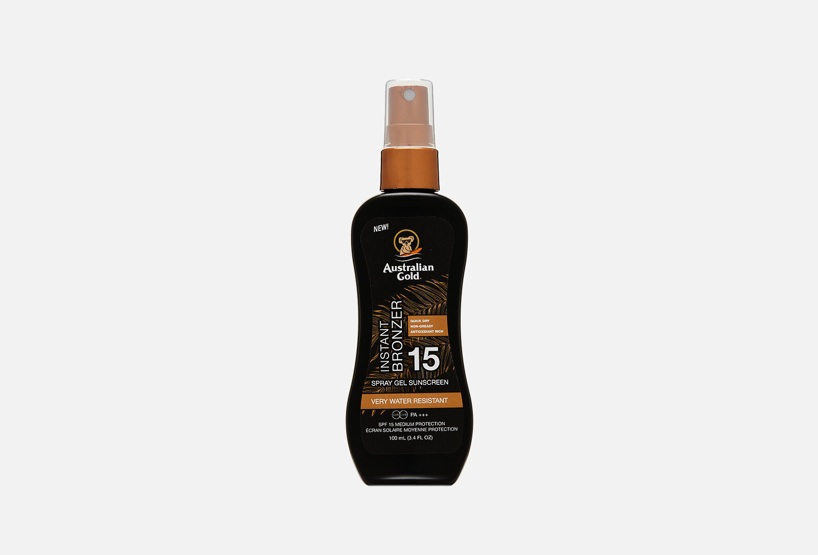 Australian Gold SPF 15 BRONZER Spray Gel спрей гель защита на солнце c бронзаторами 100 мл