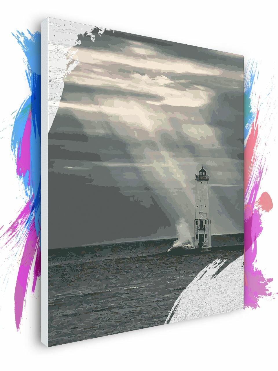 Картина по номерам на холсте Маяк в пробирающихся лучах, 40 х 50 см
