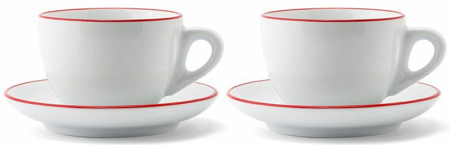 Комплект из 2-х кофейных пар для двойного капучино Verona Rims, 260 мл, цвет красный, Ancap, Италия