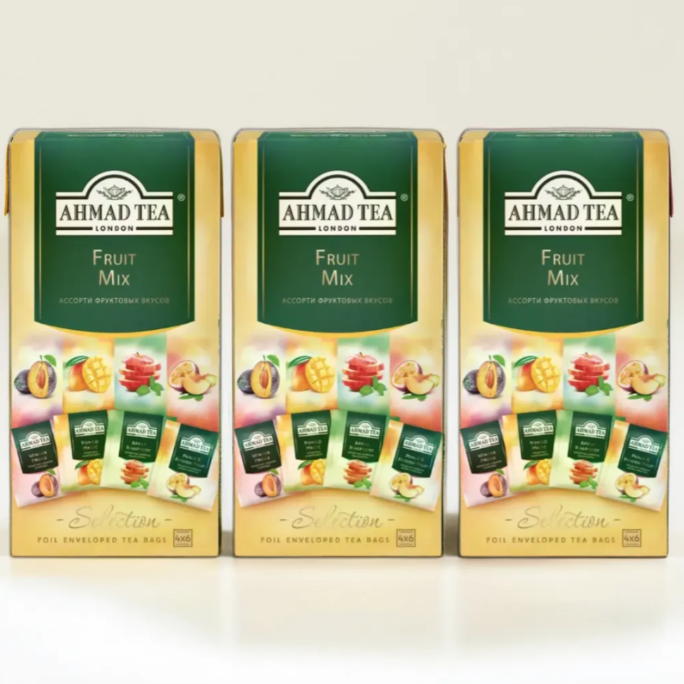 Чай черный Ахмад Фруктовый Микс 25 пакетиков 3 штуки