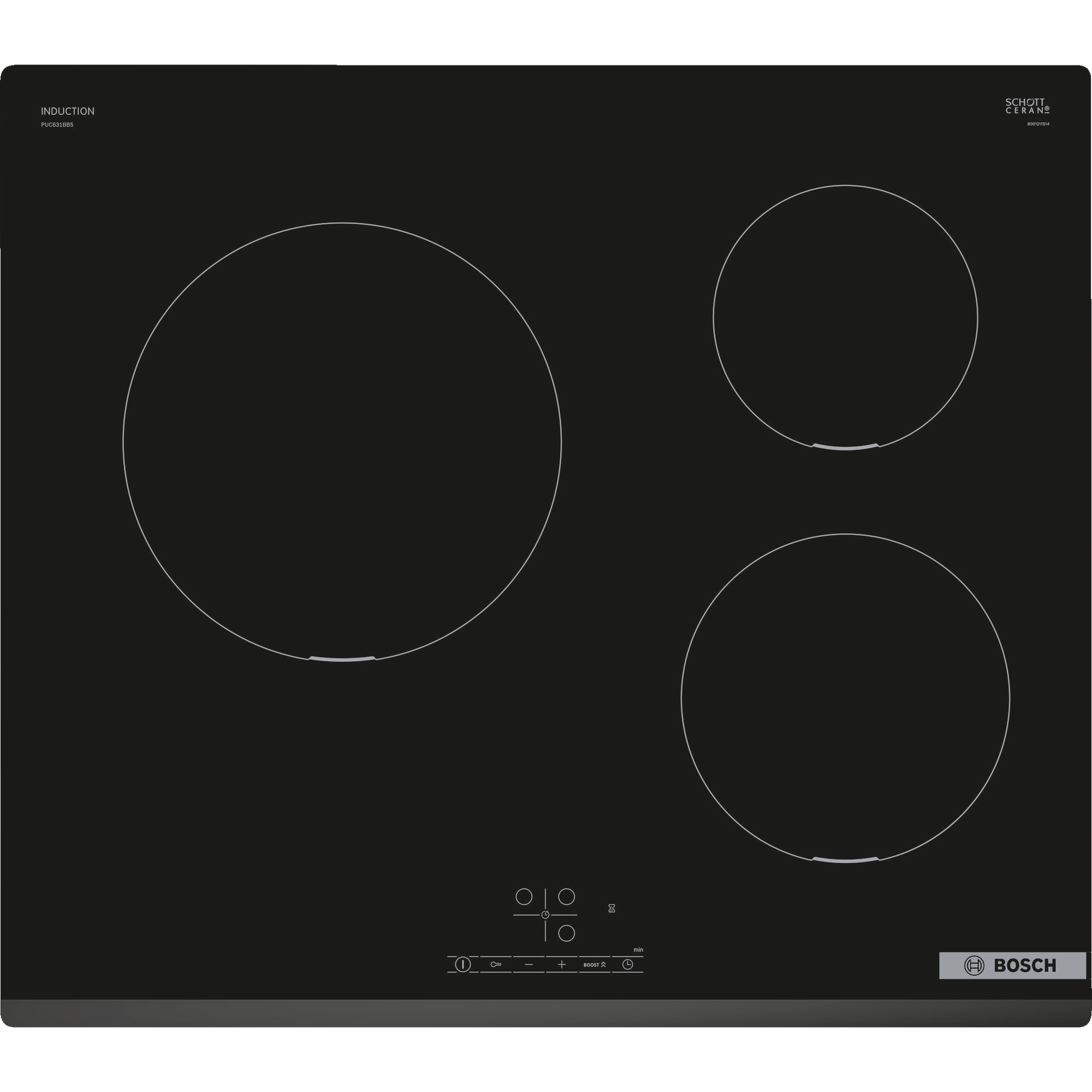 Варочная панель индукционная Bosch Serie 4 PUC631BB5E черный, стеклокерамика