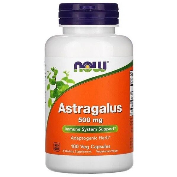 NOW Astragalus 500мг 100 капсул Нау Астрагал (экстракт), антиоксидант, для иммунитета