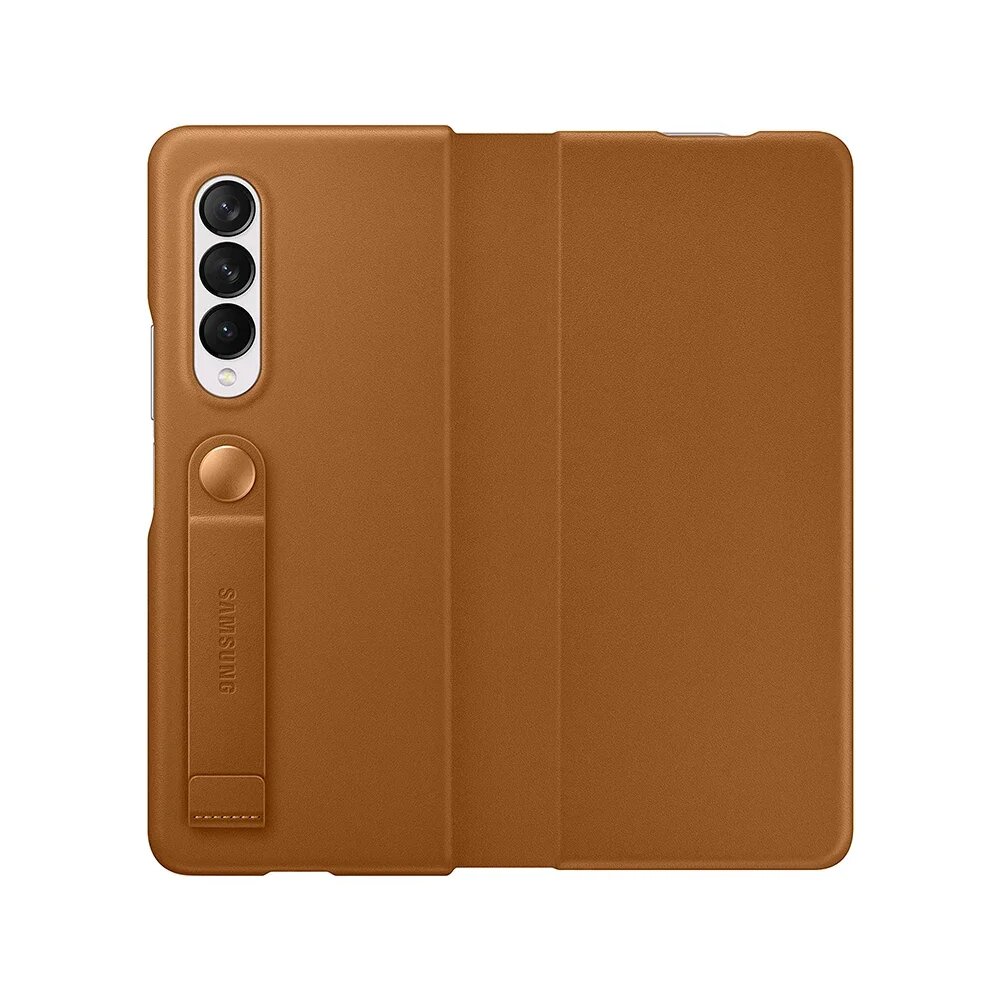 Откидной кожаный чехол Samsung Galaxy Z Fold 3, Коричневый