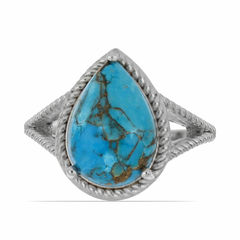 Кольцо, серебро, 925 проба, родирование, бирюза