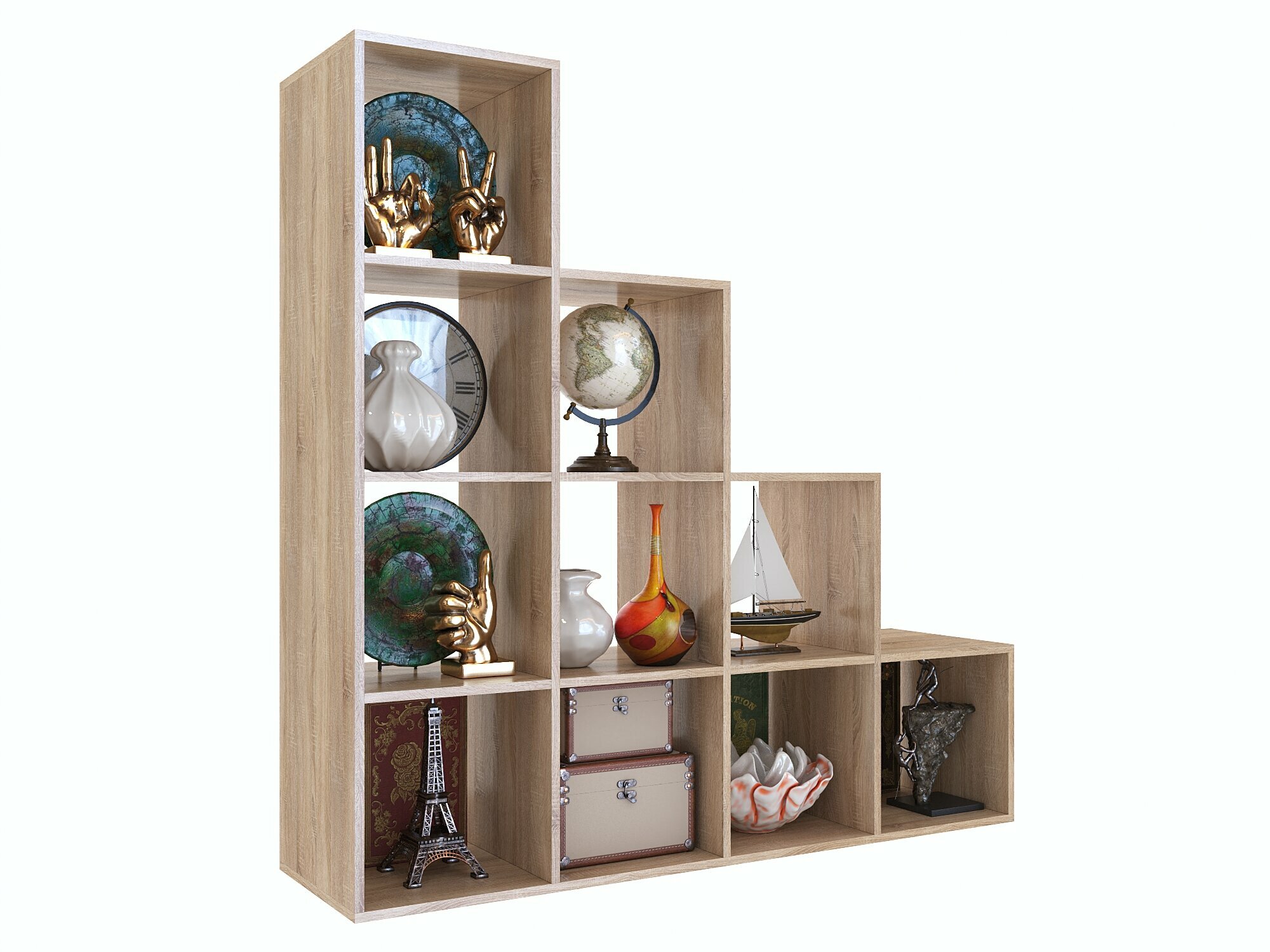 Стеллаж 10 секции с полками Мебель на Руси "Каллакс" 142х142х39 дуб сонома