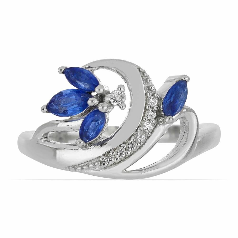 Кольцо, серебро, 925 проба, родирование, кианит, топаз