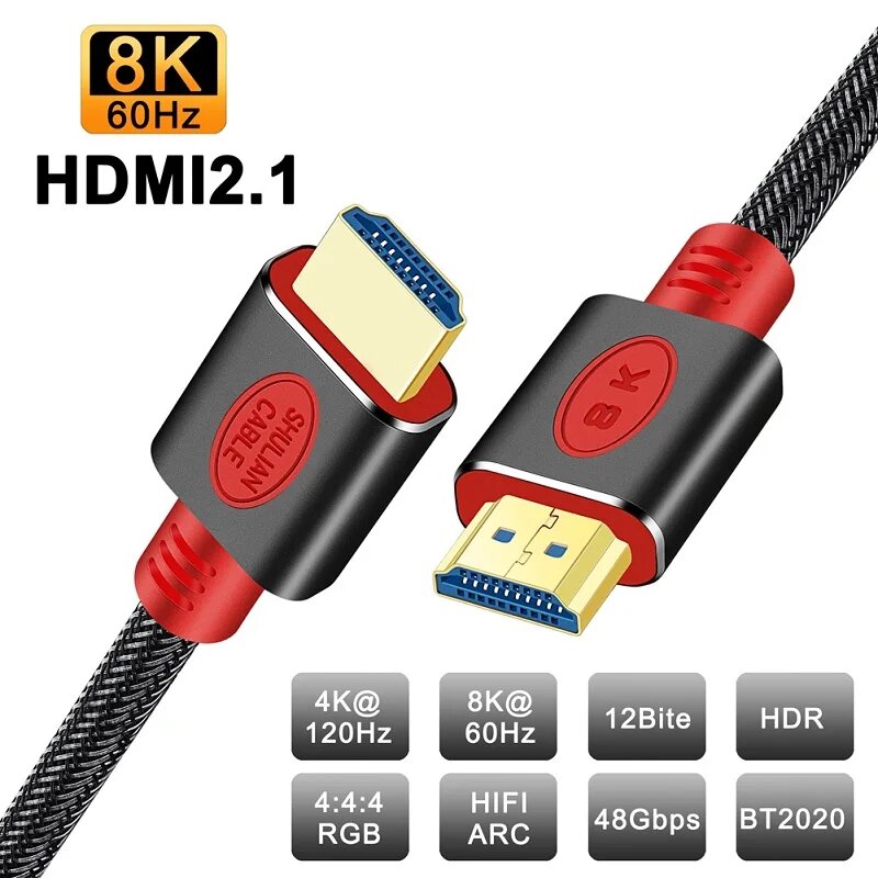 Кабель HDMI 2.1 8K 60Hz 3 м, 4K 120Hz, HDR, ARC