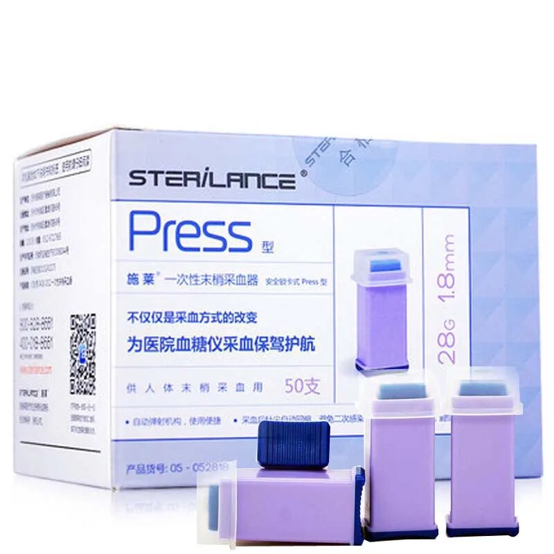 Стерильный предохранительный ланцет, глубина 1,8 мм, калибр 28, калибр 100, материалы для 28G 100pcs