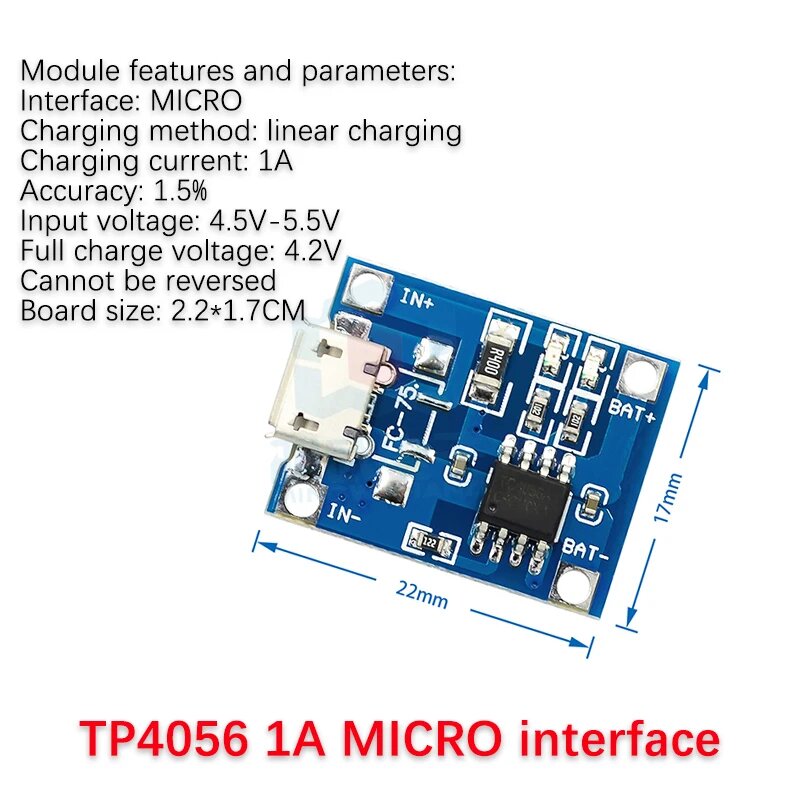TP4056 плата зарядки для литиевых аккумуляторов 18650 5 шт. TP4056 MICRO 5PCS