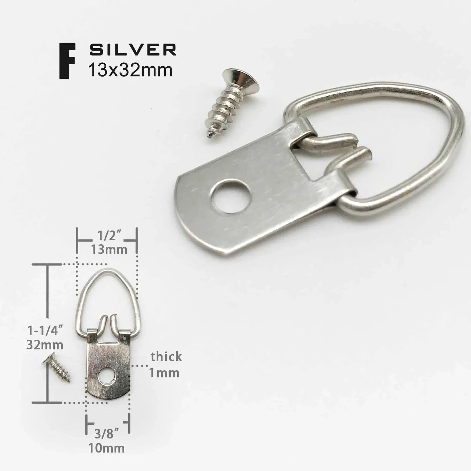 Д-образные крючки для картин из железа F Silver 13x32mm