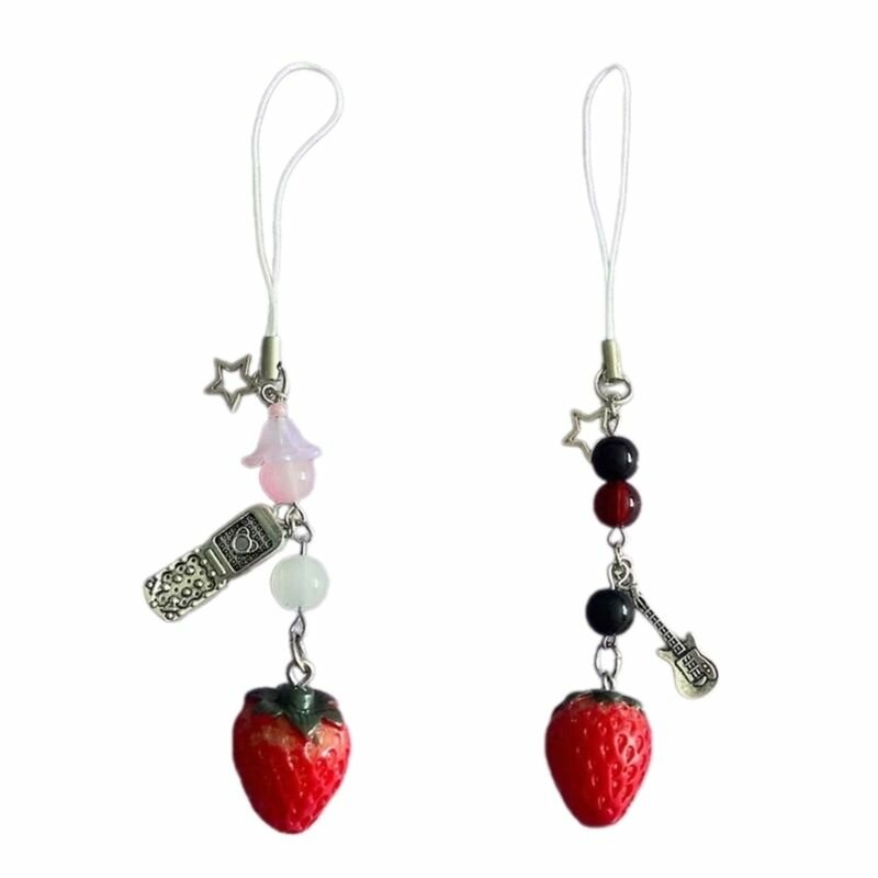 Набор из 2 предметов, клубничная подвеска на цепочке для мобильного телефона-комбинация