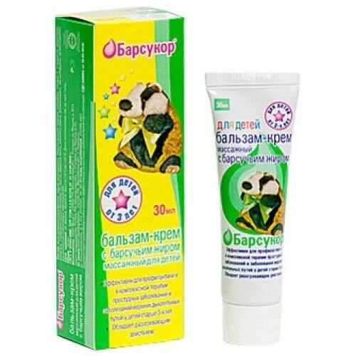 Барсукор бальзам-крем массажный для детей с барсучьим жиром 30мл