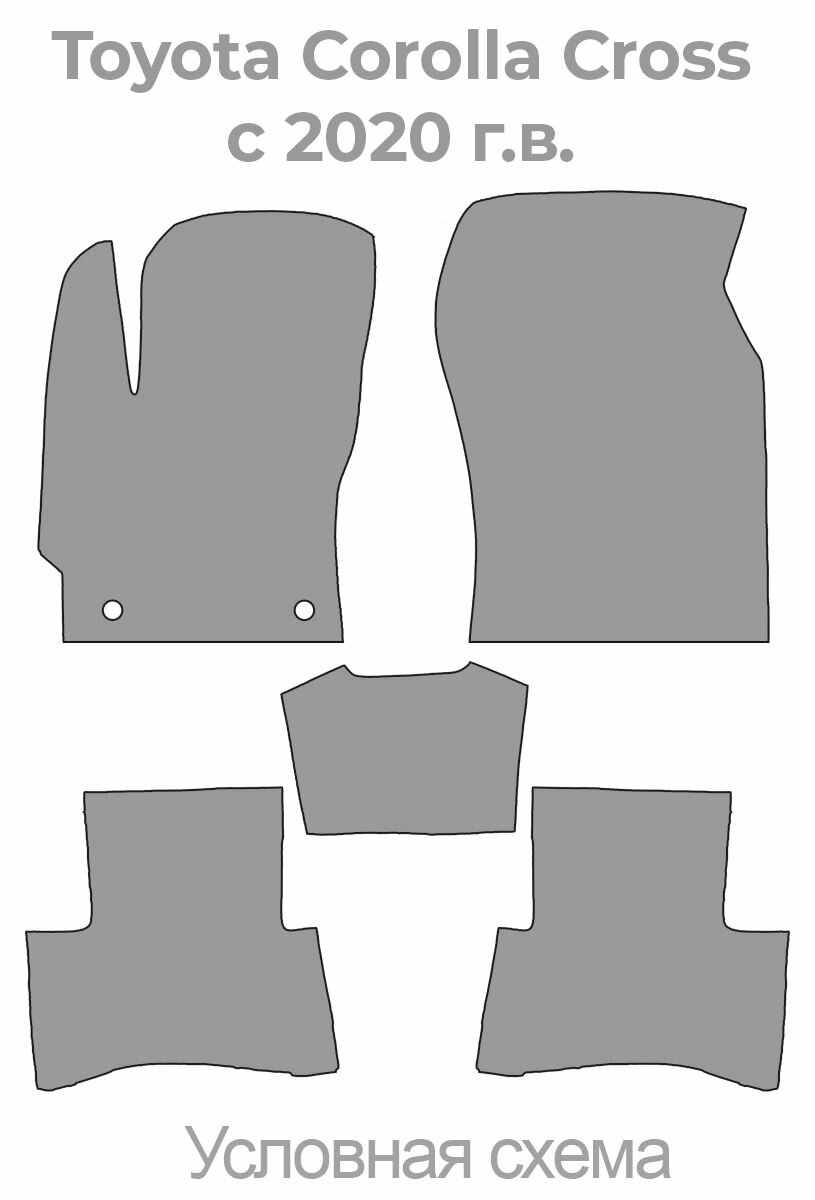 Ева коврики Toyota Corolla Cross 2020 -/ Ева ЭВА сота/ цвет Черный c черной окантовкой / EVA Smart / коврики в салон автомобиля Тойота