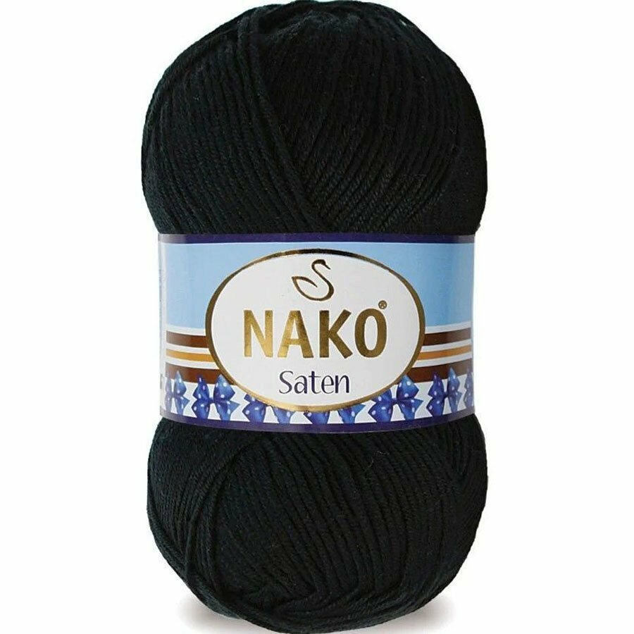 Пряжа Nako SATEN 100 217 черный (5 мотков)