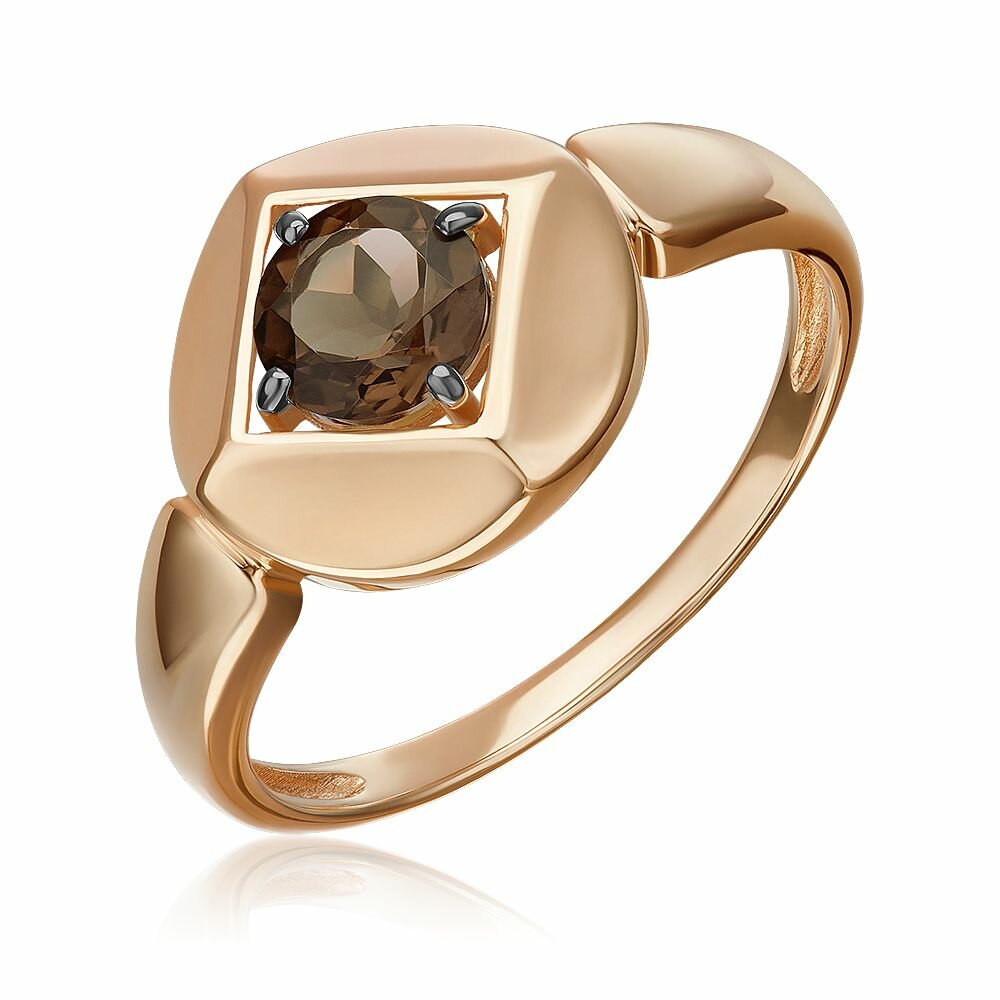 Кольцо, красное золото, 585 проба, раухтопаз