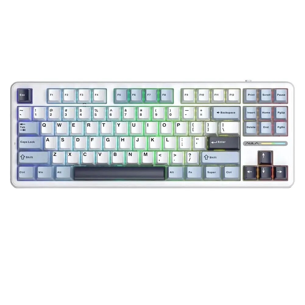 Механическая клавиатура AULA F87 Pro 87 клавиш RGB Graywood V3 Switch, Glacier Blue